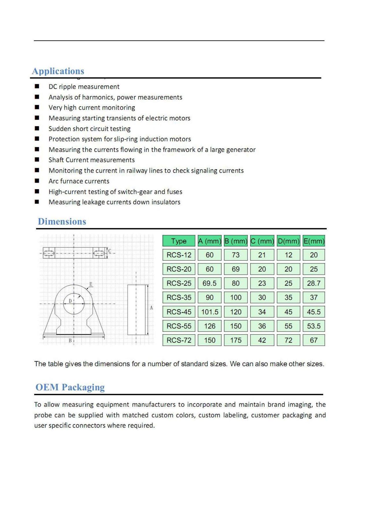 High accuracy Rigid Rogowski coil Current transformer